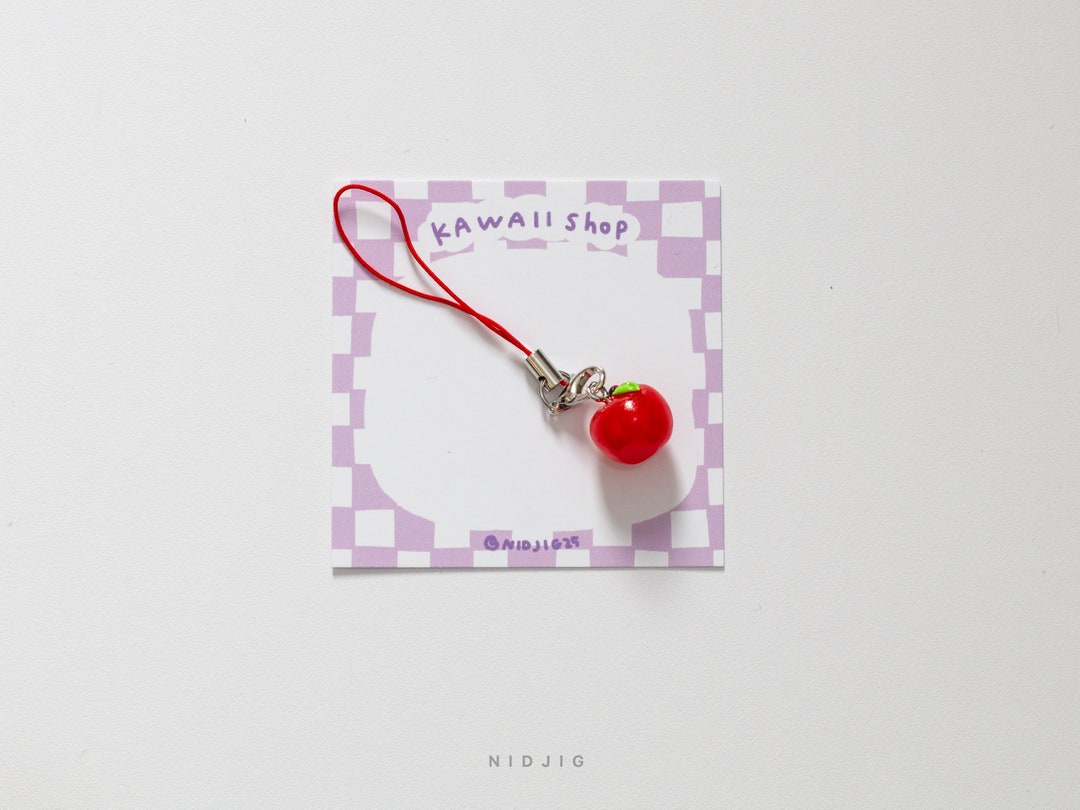 3D Apple Phone Charms Cute Keychains Red Fruit Aesthetic Gift Silver ...
