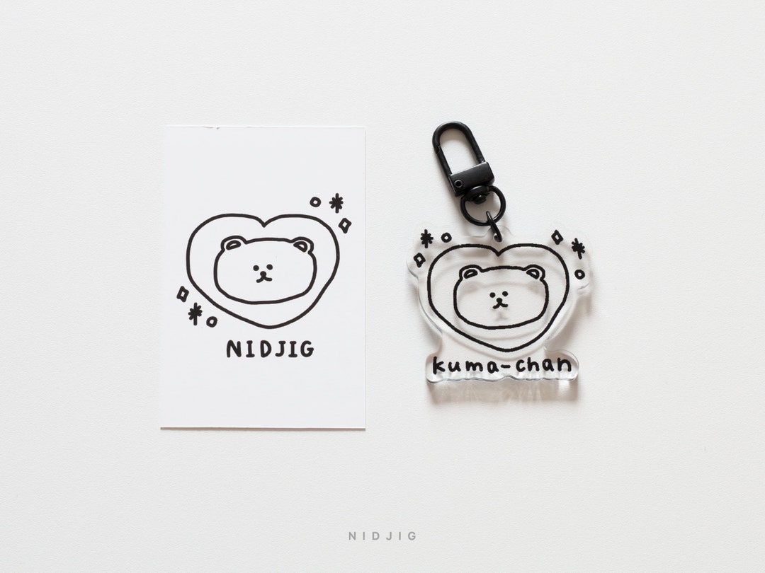 Kawaii Kuma-chan Clear Keychain Japan Aesthetic Transparent Black ...