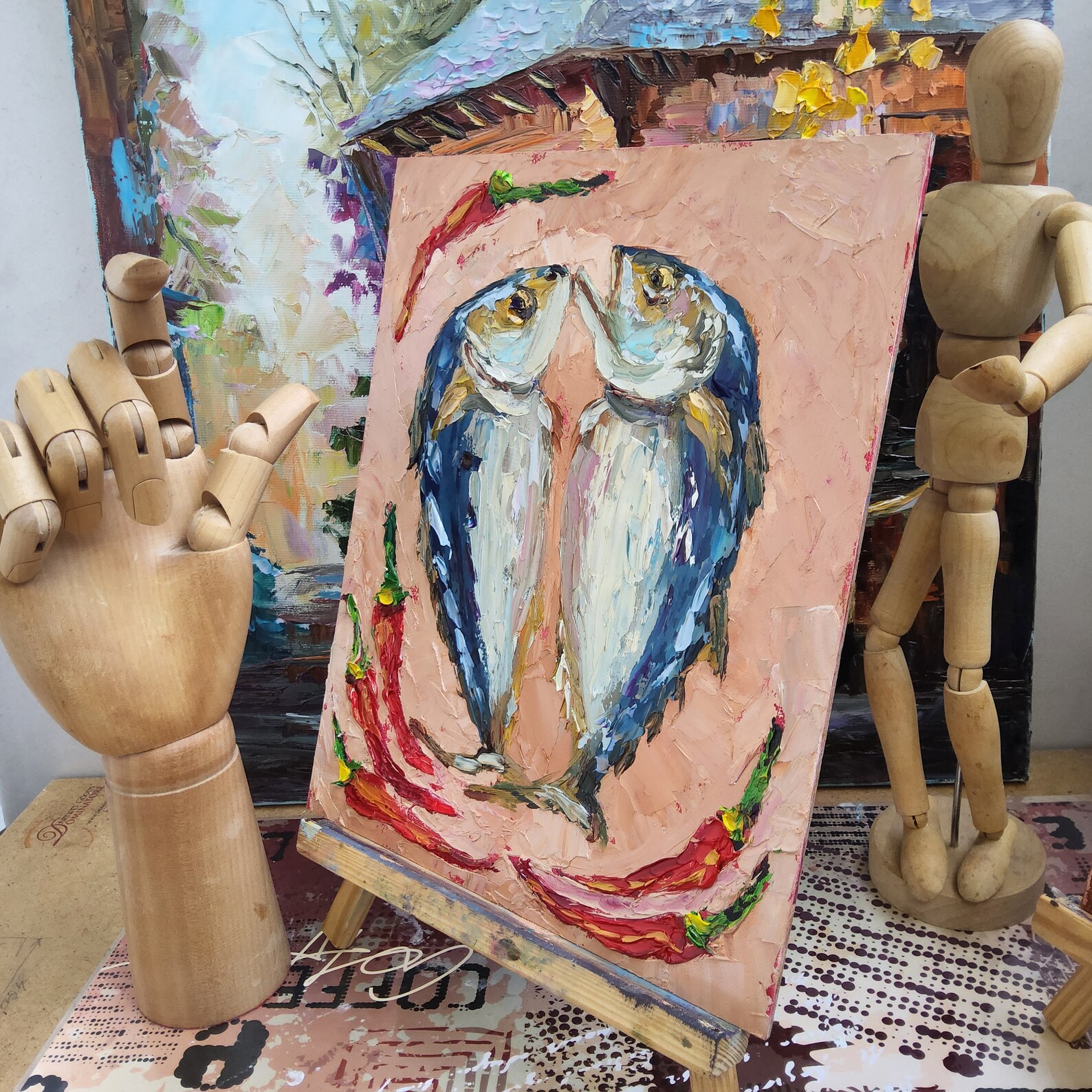 Rainbow Trout Oil Painting | Original Impasto Fish Art | Textured ...