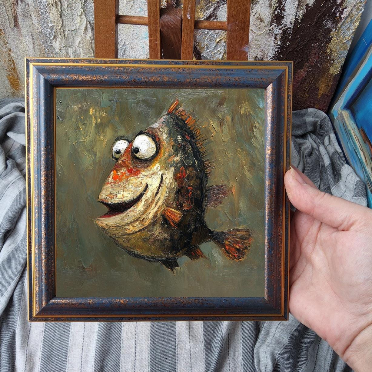 Smiling Fish Oil Painting | Funny Marine Art | Impasto Palette Knife ...