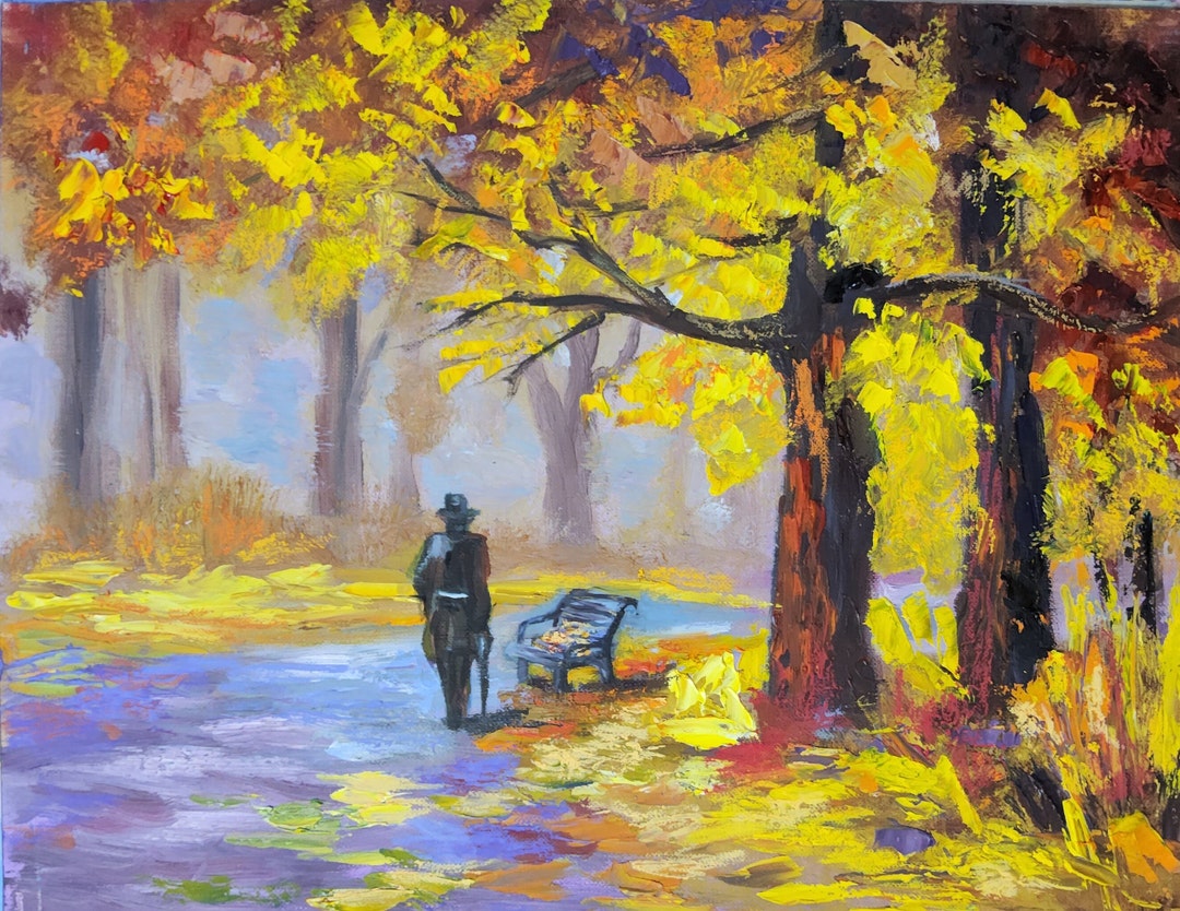 Park Painting Oil Painting Landscape Canvas Wall Art Forest Fall ...