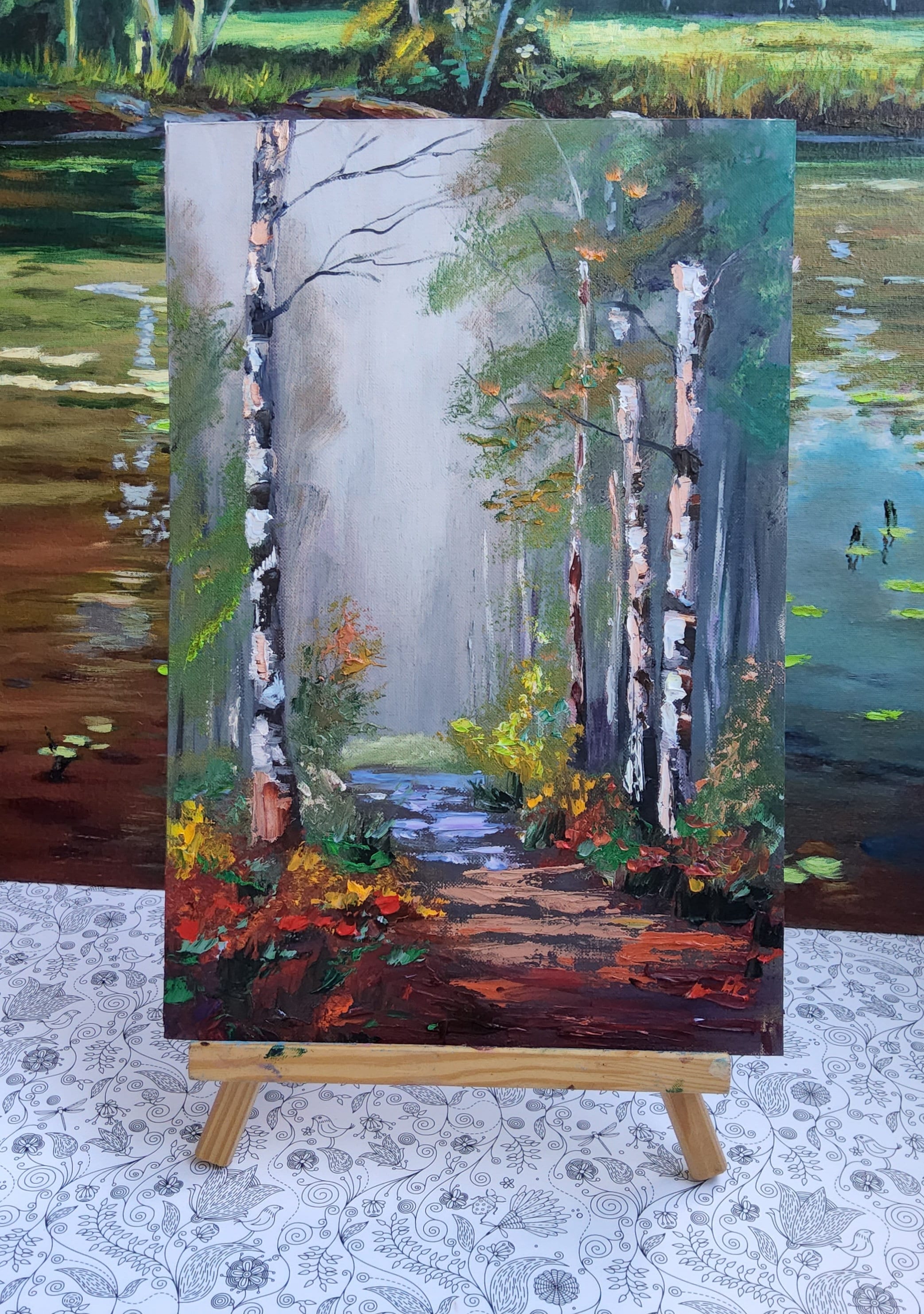 Autumn Forest Impasto Oil Painting: Landscape - 8x10 Canvas Art by ...