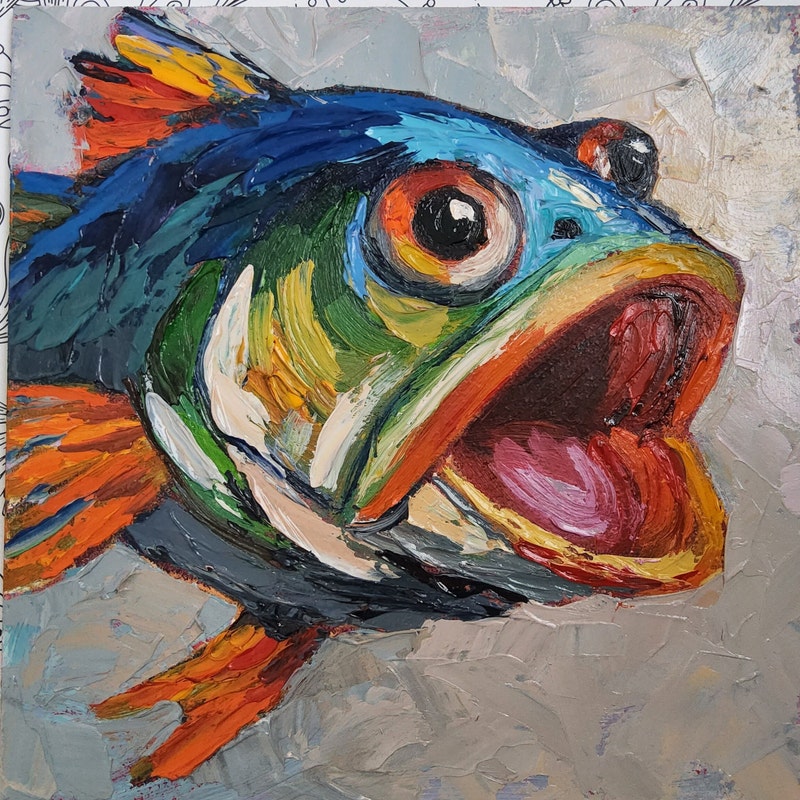 Fish Oil Painting - Etsy