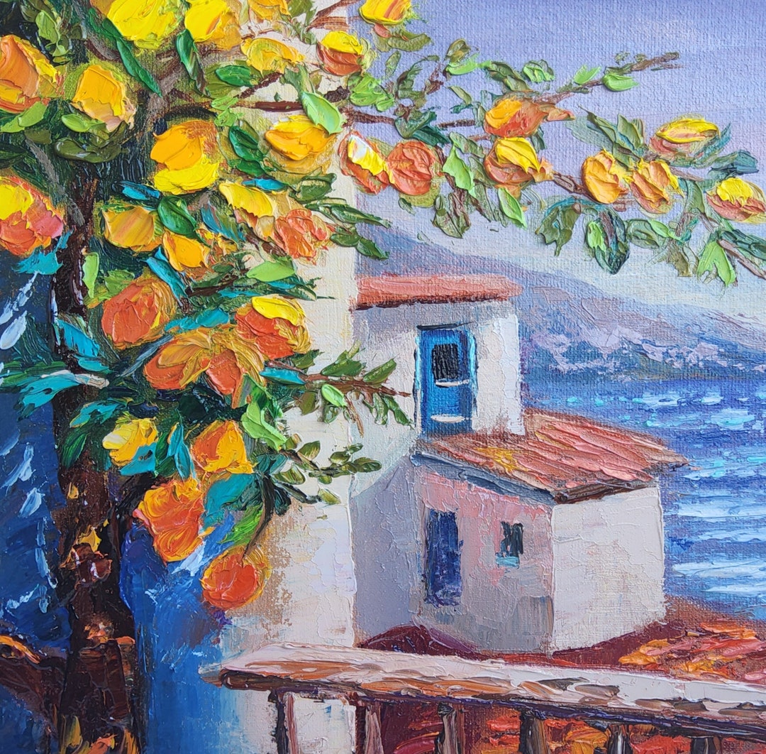 Lemon Tree Painting Positano Oil Lemon Tree Wall Art Amalfi Coast ...