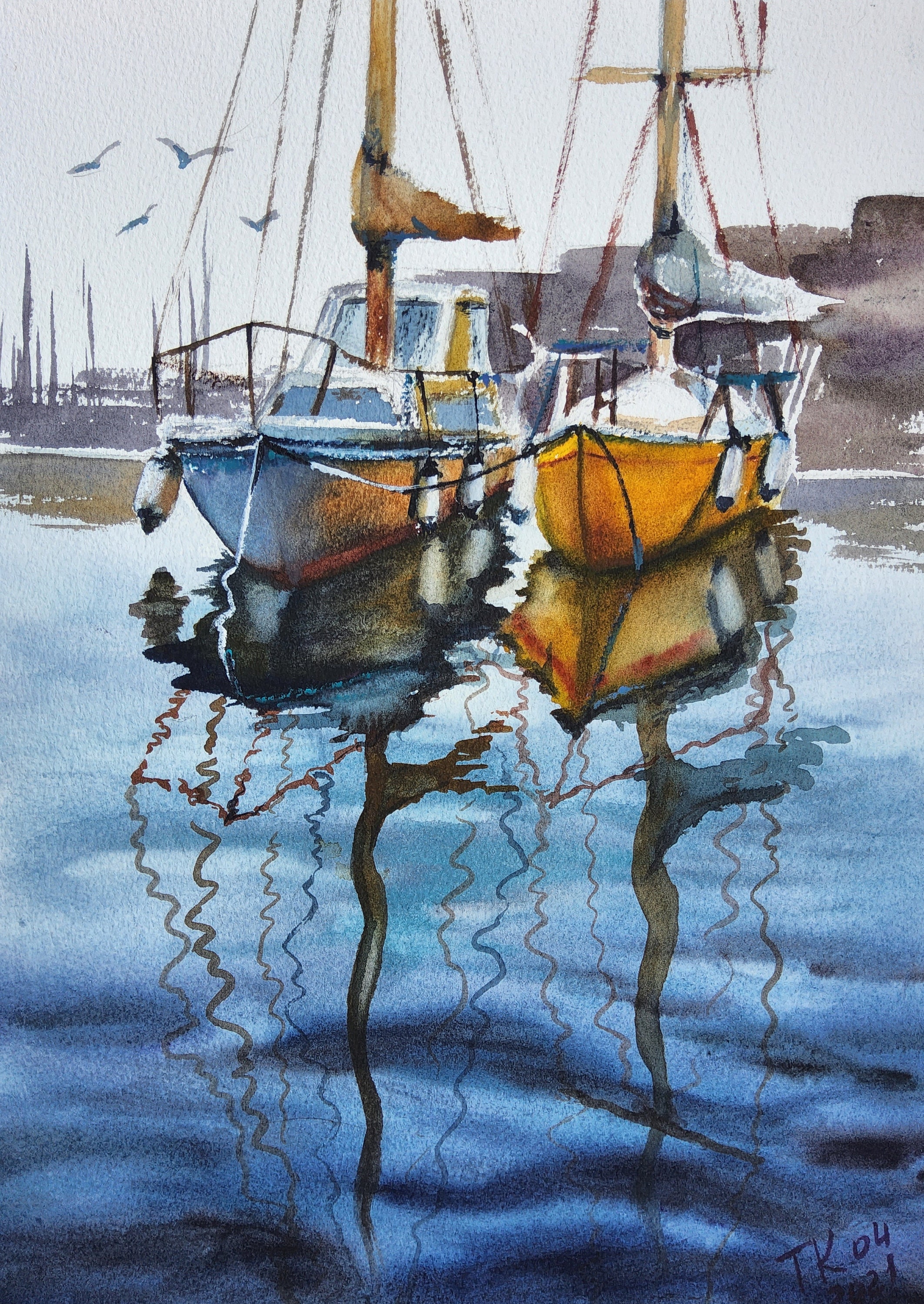 Original Wall Art Set of 5 Watercolor Paintings Wall Art - Etsy