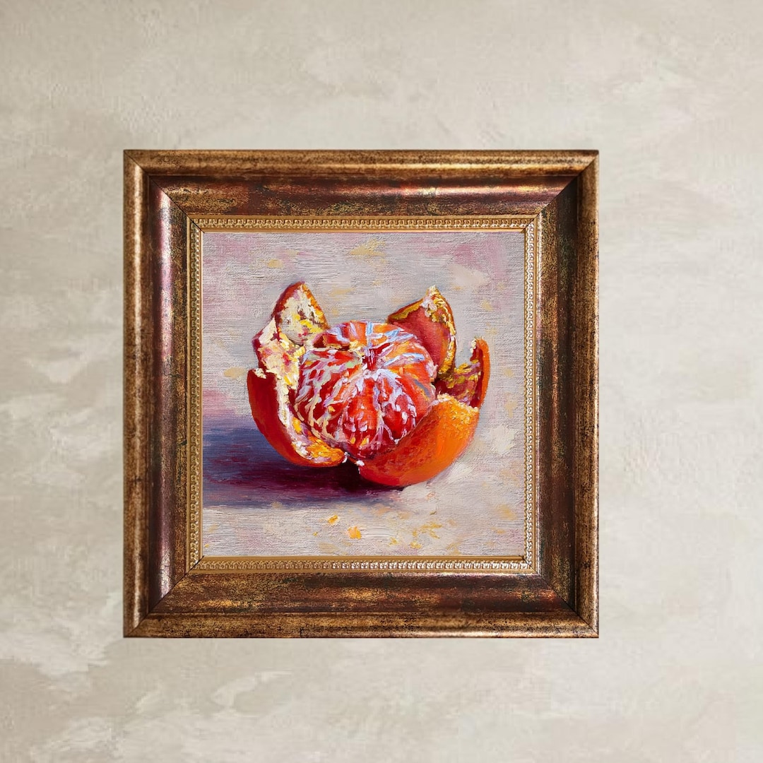 Tangerine Oil Painting: Small Still Life Fruit Art, 6x6 - Etsy