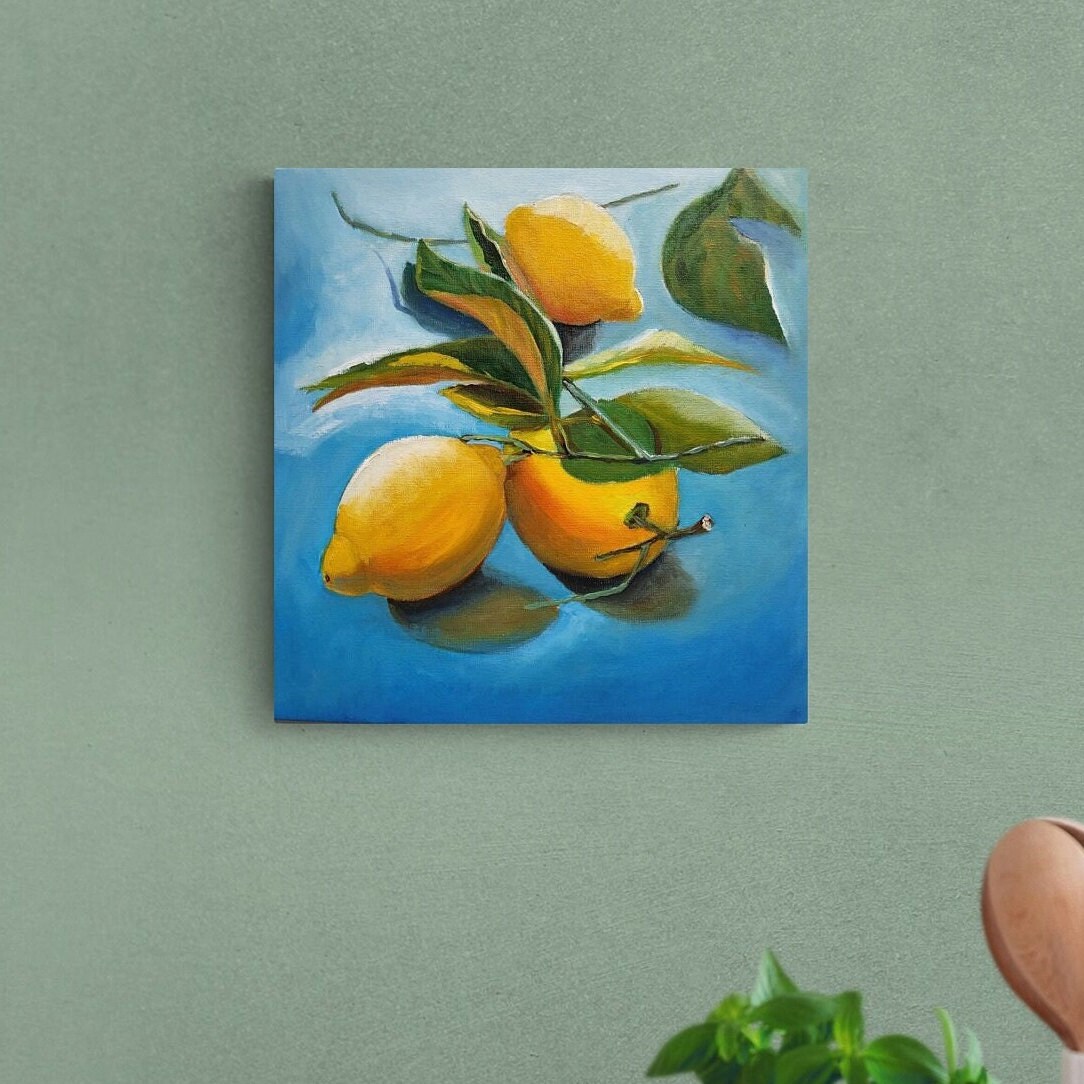 Lemons Painting Original Oil Painting 8x8 Still Life Fruit on Canvas ...
