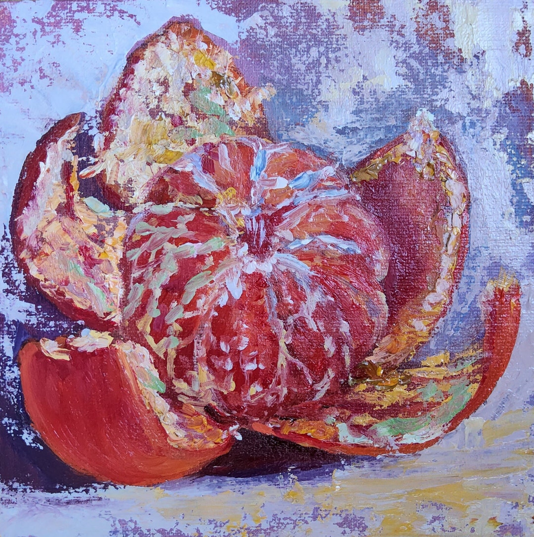 Tangerine Oil Painting: Small Still Life Fruit Art, 6x6 - Etsy
