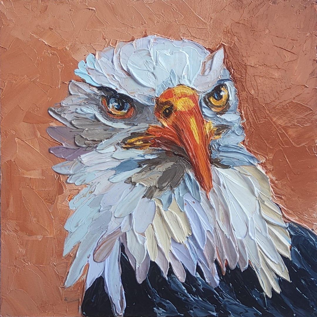 Eagle Painting Bird of Prey Original Art Bald Eagle Art Impasto Oil ...