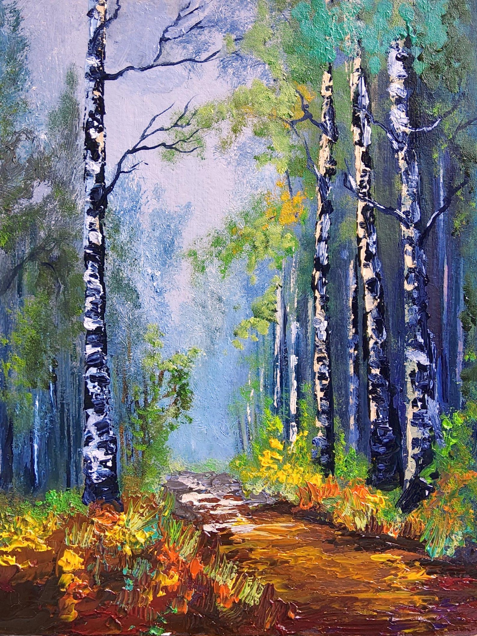 Autumn Forest Impasto Oil Painting: Landscape - 8x10 Canvas Art by ...