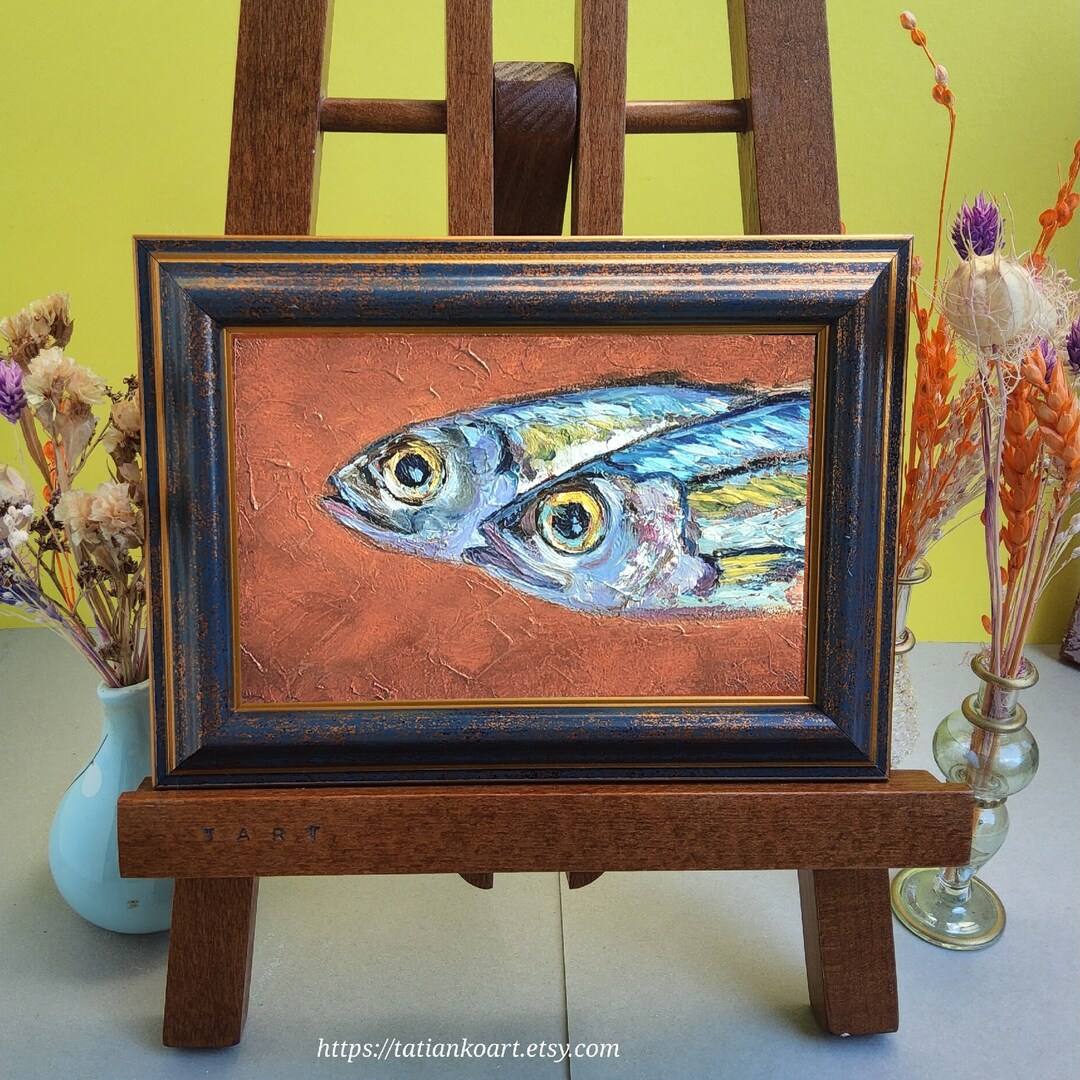 Sardine Oil Original Painting 4x6 Sardines Still Life Oil Painting ...