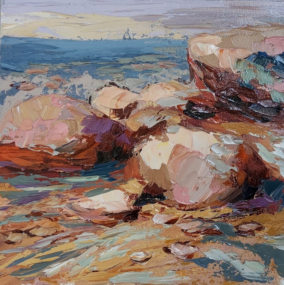 Seashore Painting Original Landscape Oil 6x6 Seascape Painting Original ...