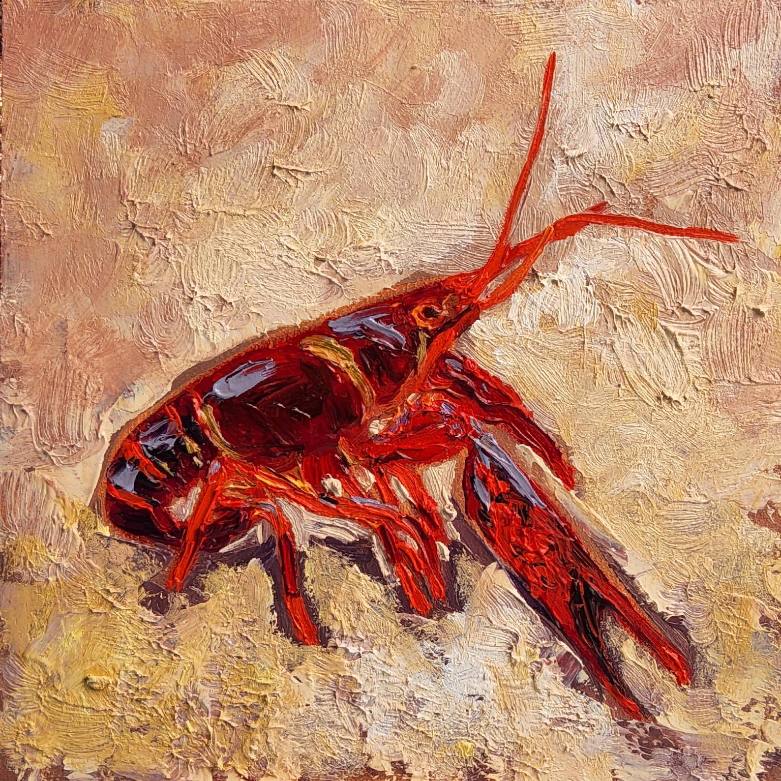 Crayfish Oil Painting: Red Crawfish Still Life, Kitchen Wall Art - Etsy