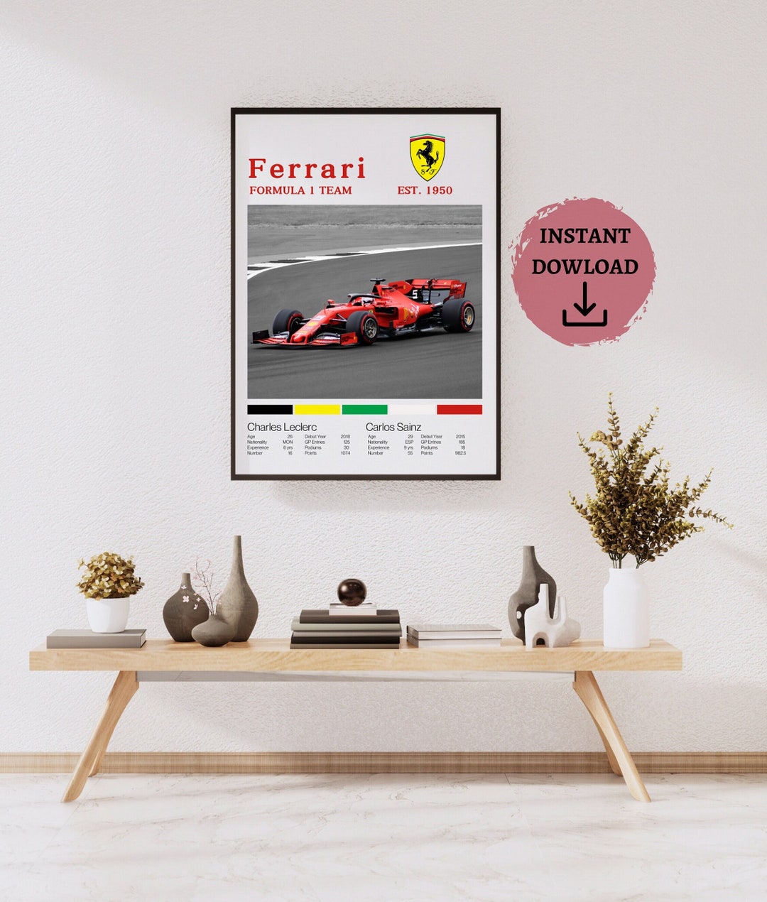 Formula 1 Wall Art, F1 Poster, Ferrari Art Print, F1 Digital Print ...