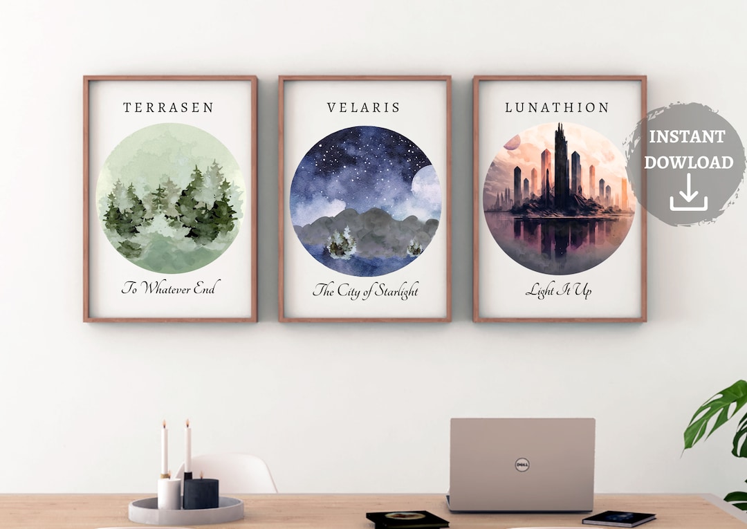 Sarah J Maas Set of 3 Instant Digital Download Watercolor Art - Etsy