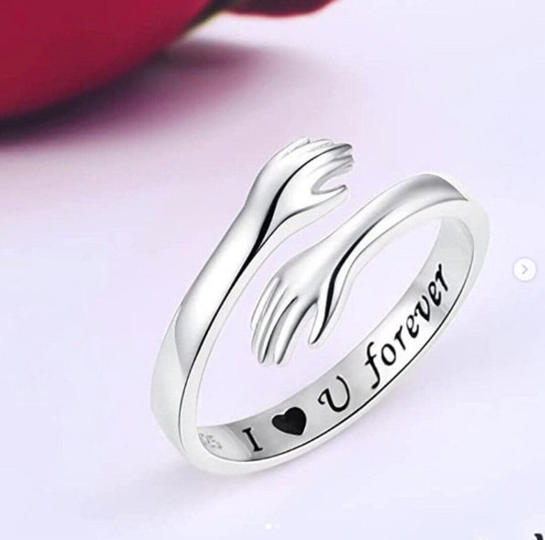 Engraved Name Hug Ring With Name and Word Engraved Solid 925 Sterling ...