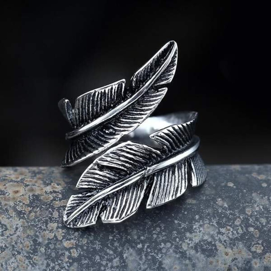 Silver Feather Ring Leaf Ring, Wrap Around Ring, Feather Ring, Boho Ring. Sterling Silver ...
