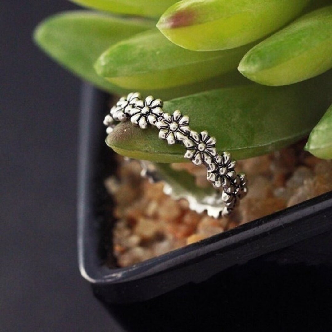 Daisy Ring Silver Band Wildflower Ring Women Floral Rings - Etsy