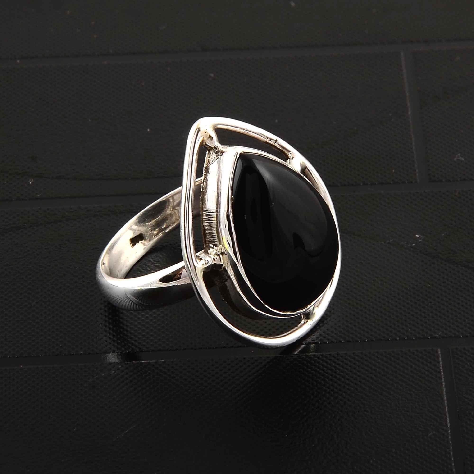 Black Onyx ring of Silver Vintage Rings for women And | Etsy