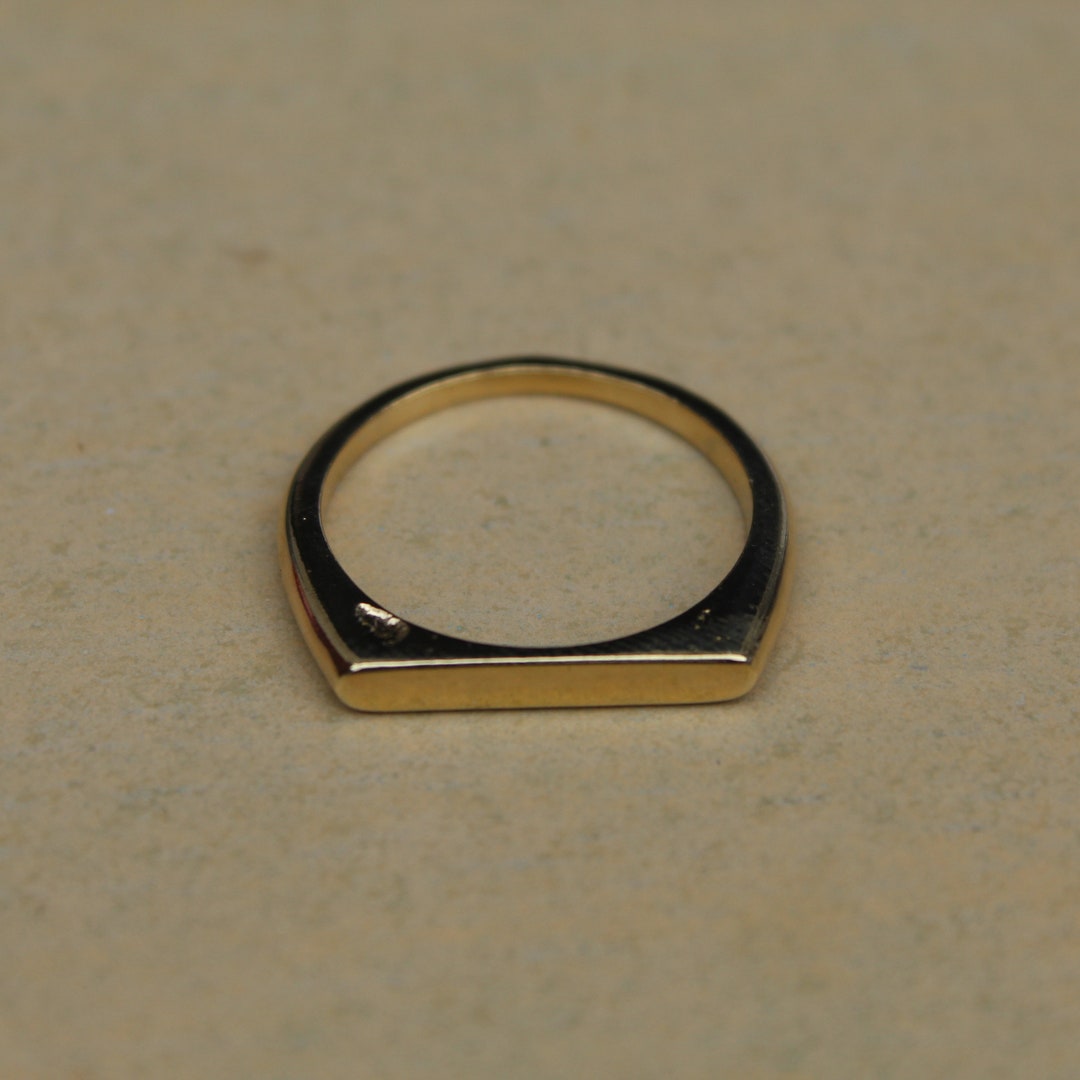 Rectangle Flat Bar Ring, Signet Ring , Personalized Name on Bar Signet ...