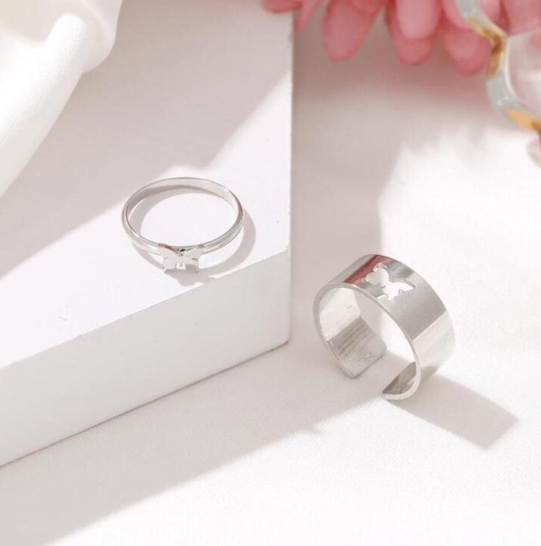 Butterfly Couple Promise Ring, Matching Butterfly Ring Set, Friendship ...