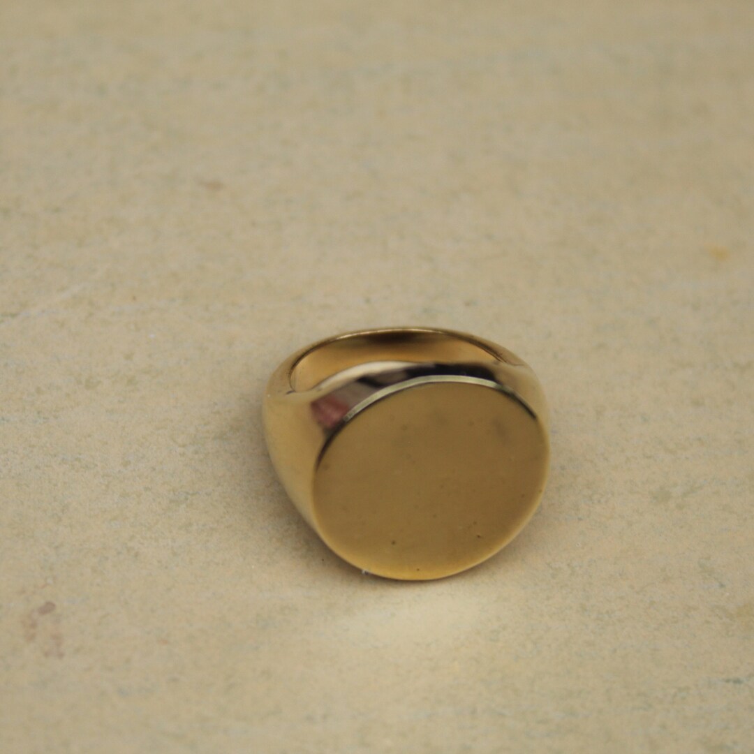 Round Flat Top Bar Ring, Round Signet Ring, Chunky Rings, Minimalist ...