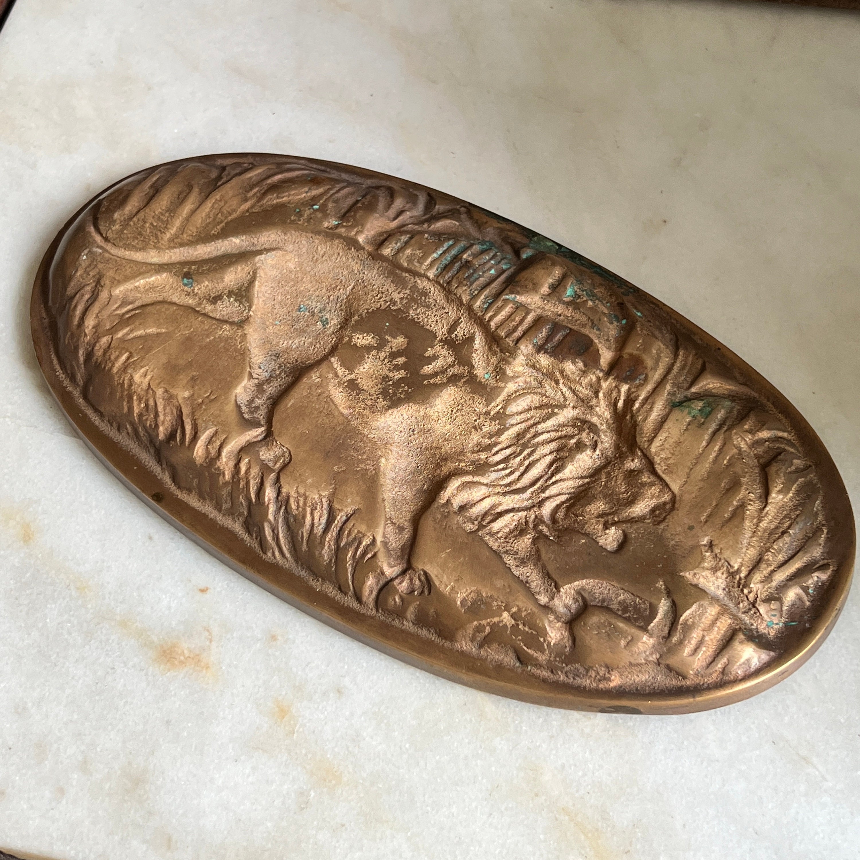 Bronze Lion and the Serpent Coin Tray - Etsy