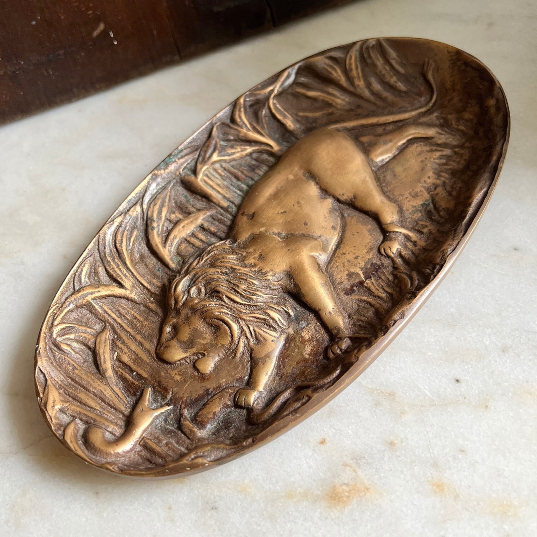 Bronze Lion and the Serpent Coin Tray - Etsy