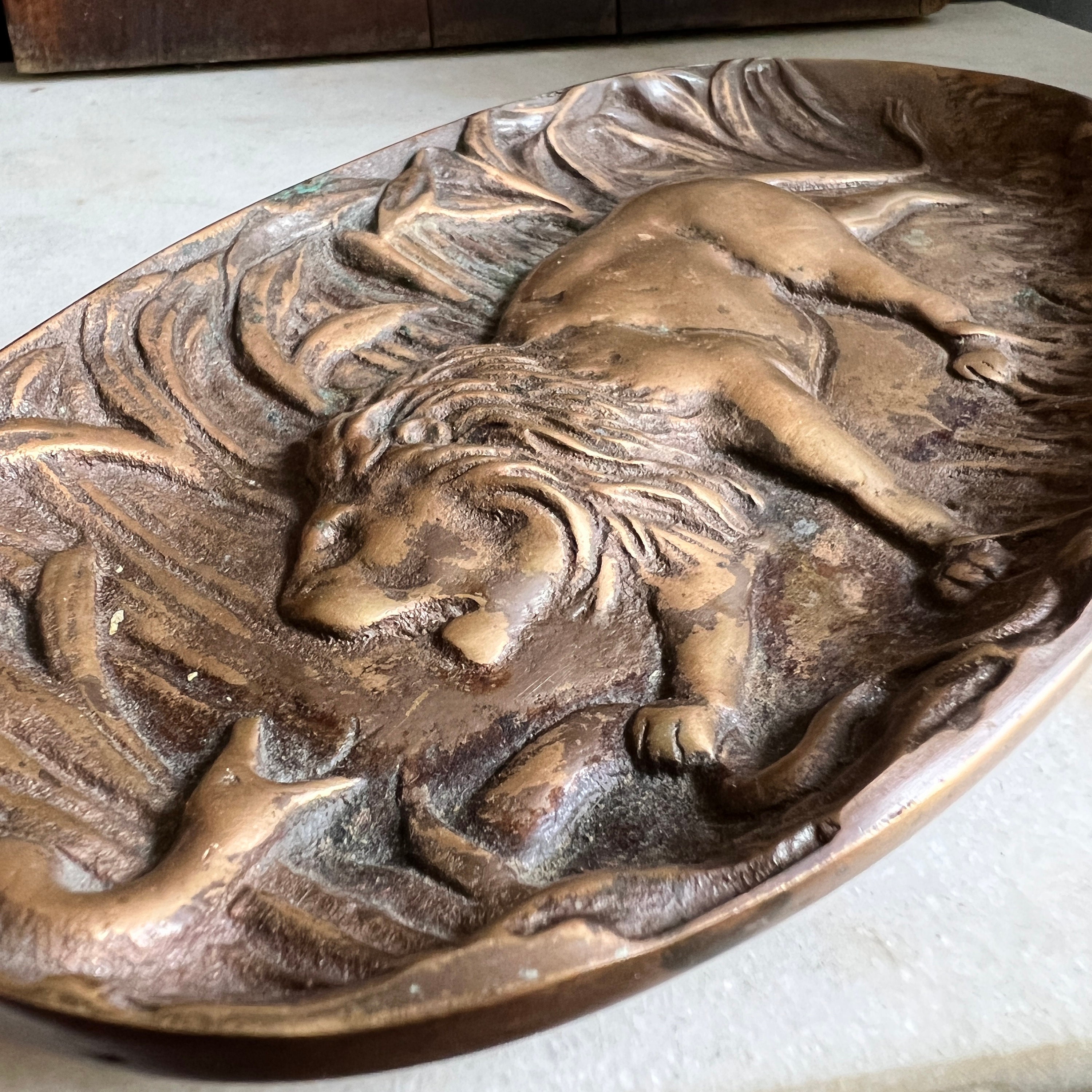 Bronze Lion and the Serpent Coin Tray - Etsy