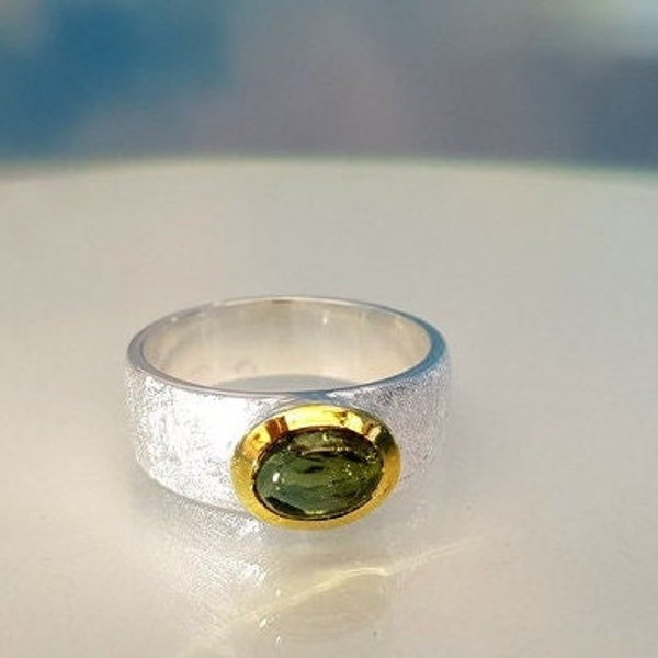 Green Silver Ring - Etsy