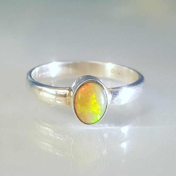Silver Opal Ring - Etsy