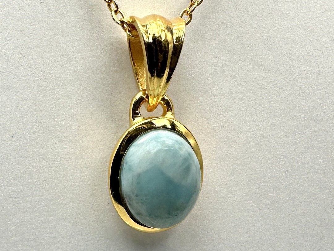Larimar Pendant Hard Gold Plating 925 Silver - Etsy