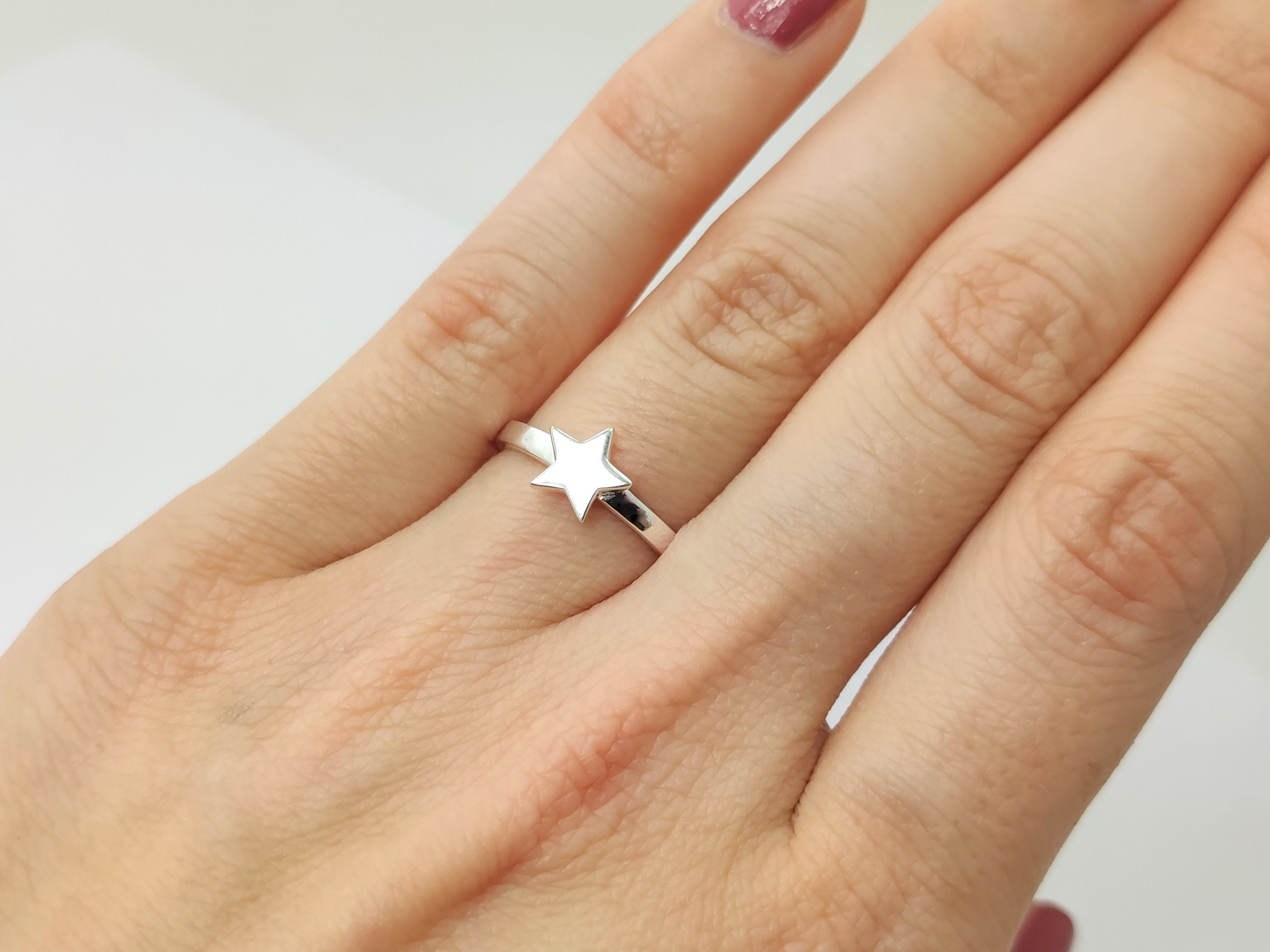 Anillo Estrella 925 Plata Anillo de apilamiento | Etsy