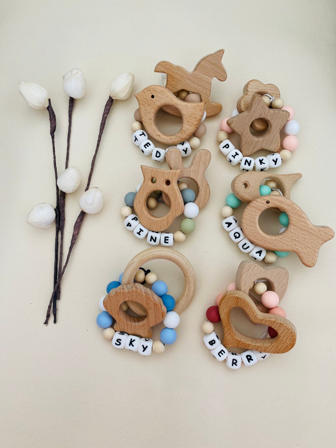 Personalised Baby Gift Rattle/silicone Beads - Etsy UK