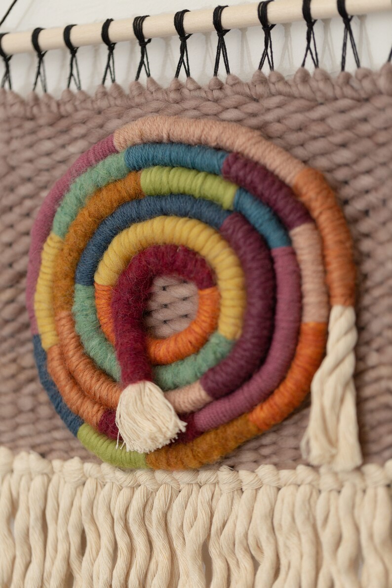 Classic Woven Wall Hanging | Colorful Rainbow Woven Tapestry | Wood ...
