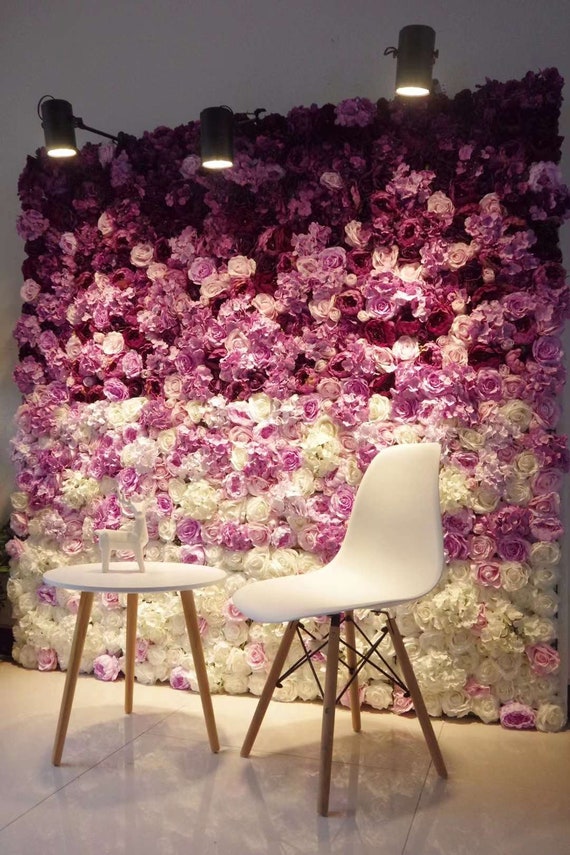 Purple Silk Flowers Backdrop Purple Flower Wall Pink Rose for | Etsy