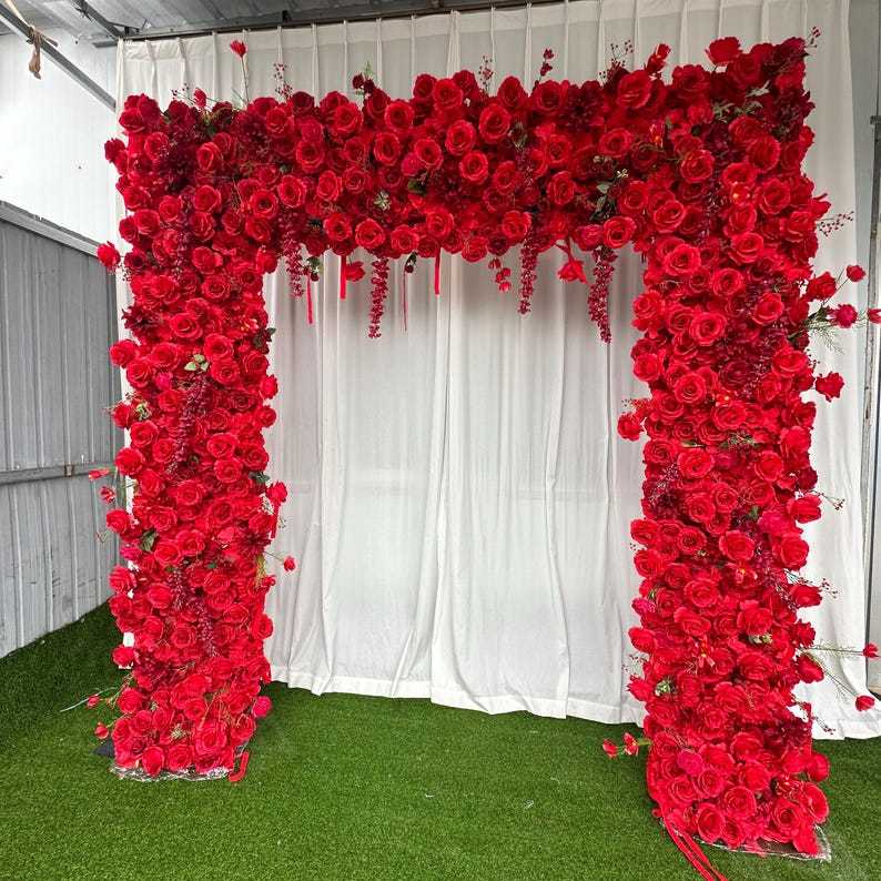 Red Rose Wedding Arch Flowers: Square Floral Arrangement Decor - Etsy