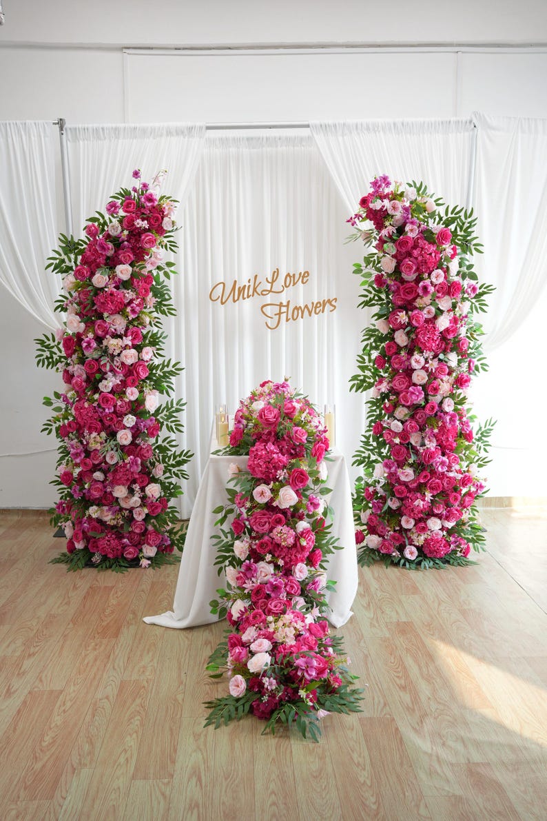 Hot Pink Hydrangea Flower Runner: Wedding Arch Table Decor Light Pink ...