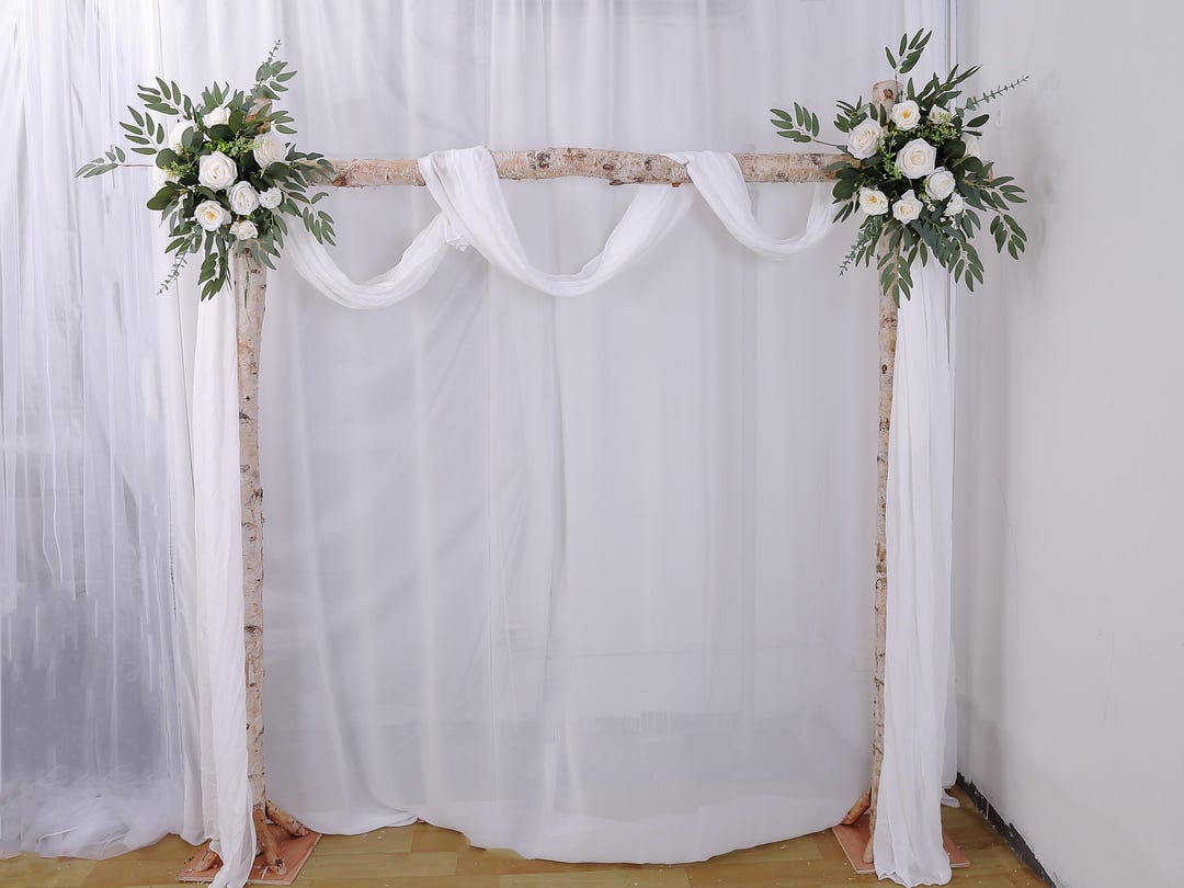 2 in 1 Set White Rose Wedding Corner Swag for Arch Rose and Eucalyptus ...