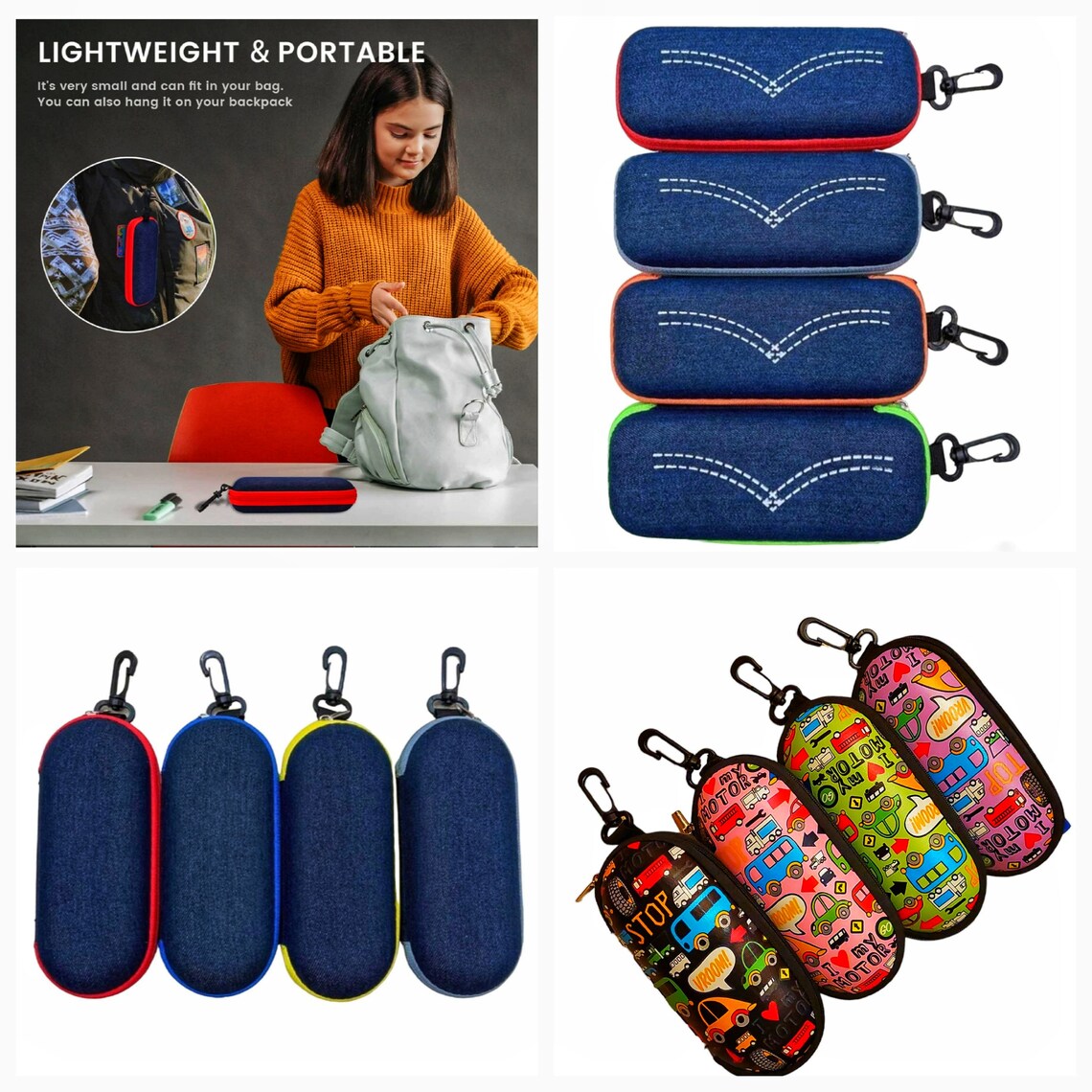 Portable Zip Eye Glasses Case Protector Reading Glass Case Sunglasses ...