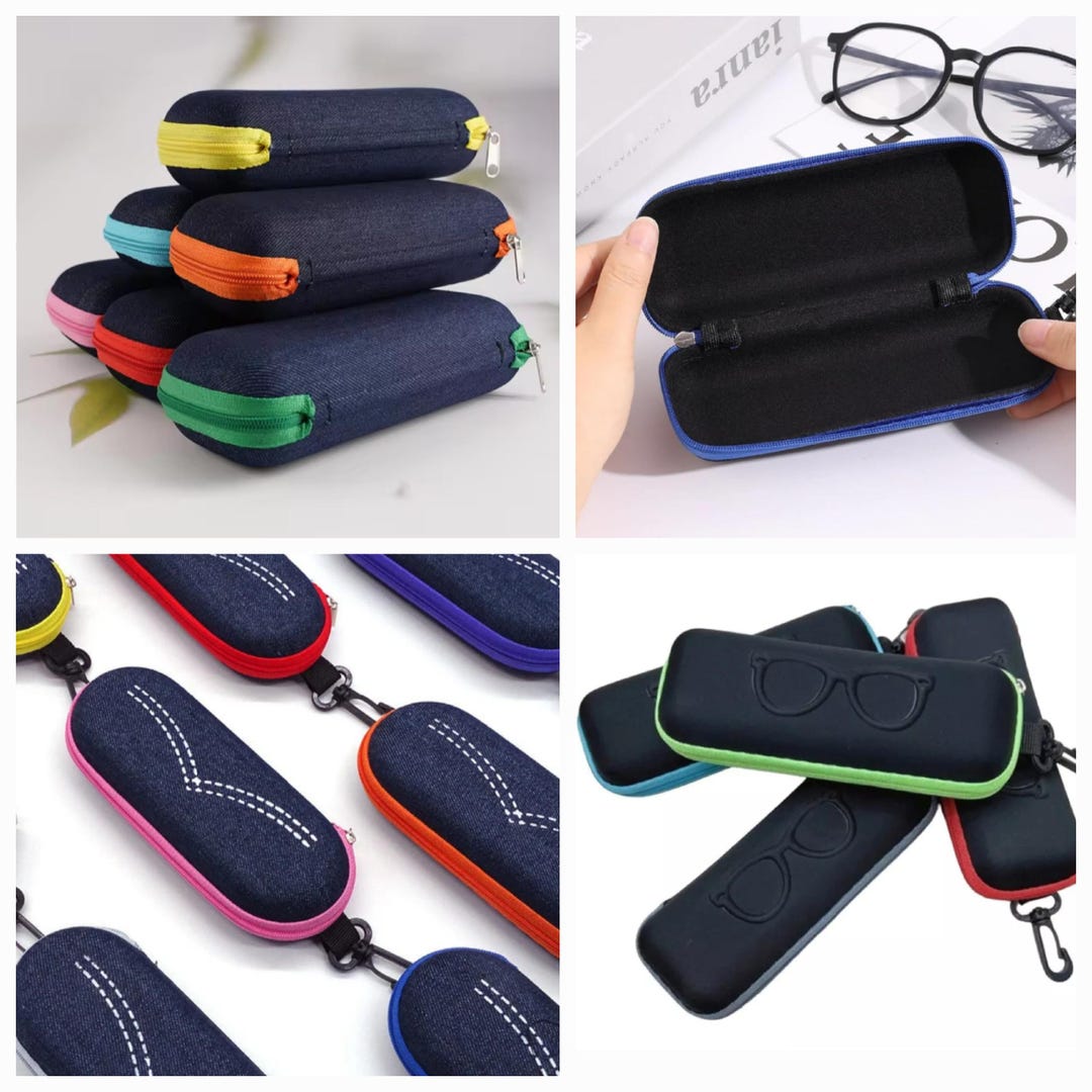 Portable Zipper Eyeglasseses Case Reading Sunglasses Denim Case Eyewear ...