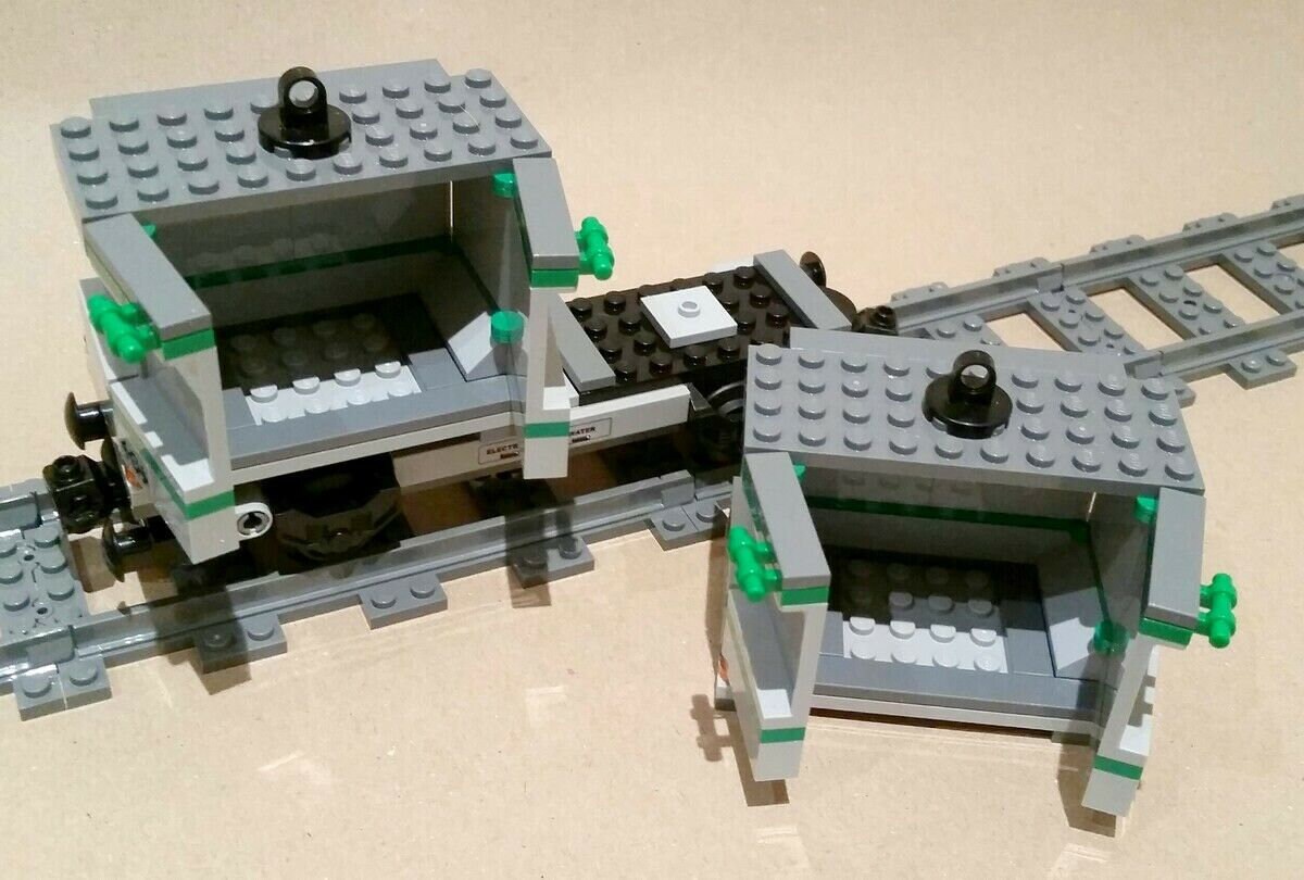 LEGO Train CUSTOM Carriage Dual Grey Container Flatbed Cargo | Etsy