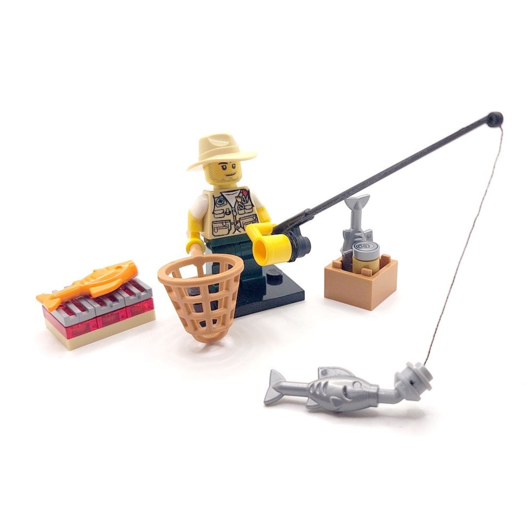 LEGO® Fisherman Angler Male Minifigure & Fishing Rod BBQ - Etsy