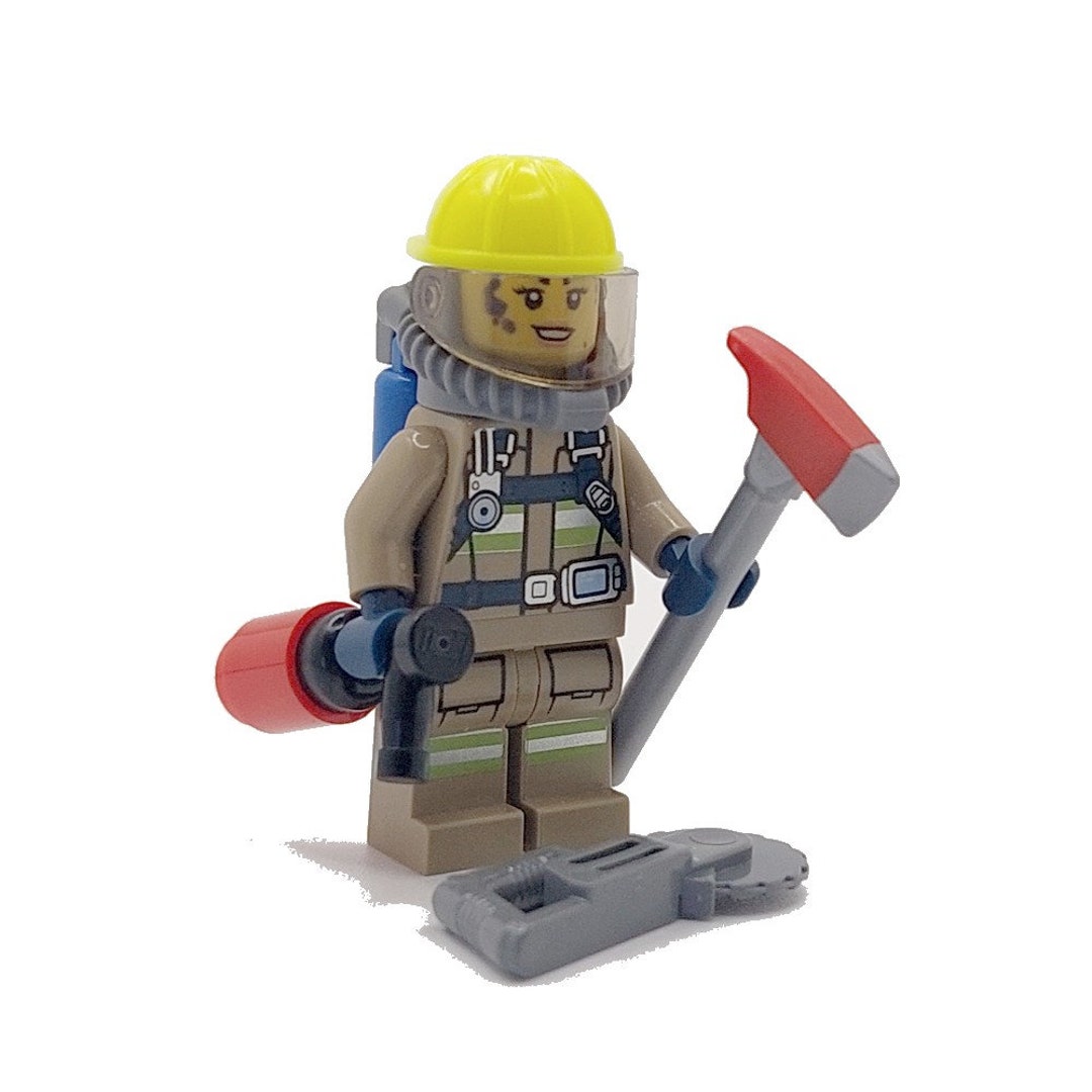 LEGO® City Fire Fighter Female Minifigure With Accessories & - Etsy