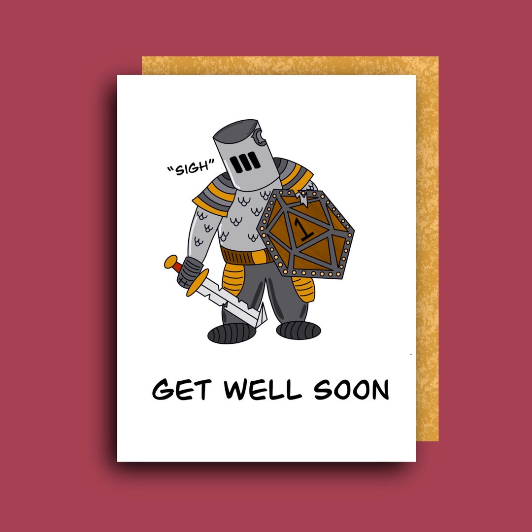 Get Well Soon Knight | Ill Sick Sad Greeting Card | Dungeons and ...