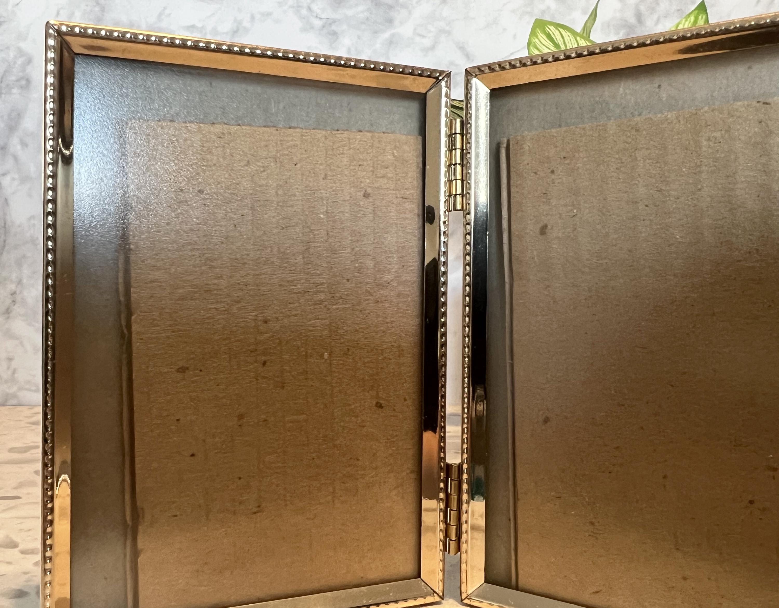 Vintage Two-sided Gold Metal Folding Picture Frame – Double 3.5" X 5 ...
