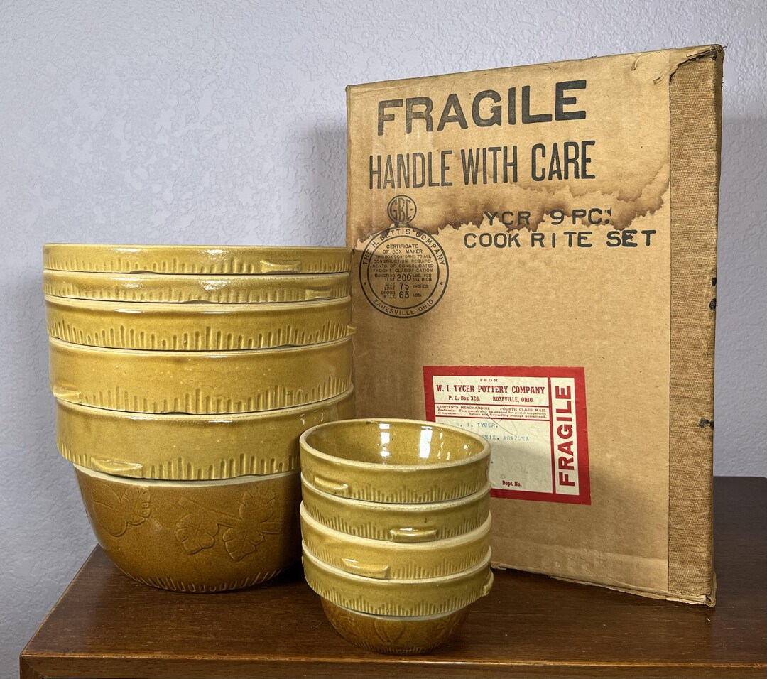 NOS Cook-rite Cookin-ware 9-piece Stoneware Set 1920s – 3 Mixing Bowls ...