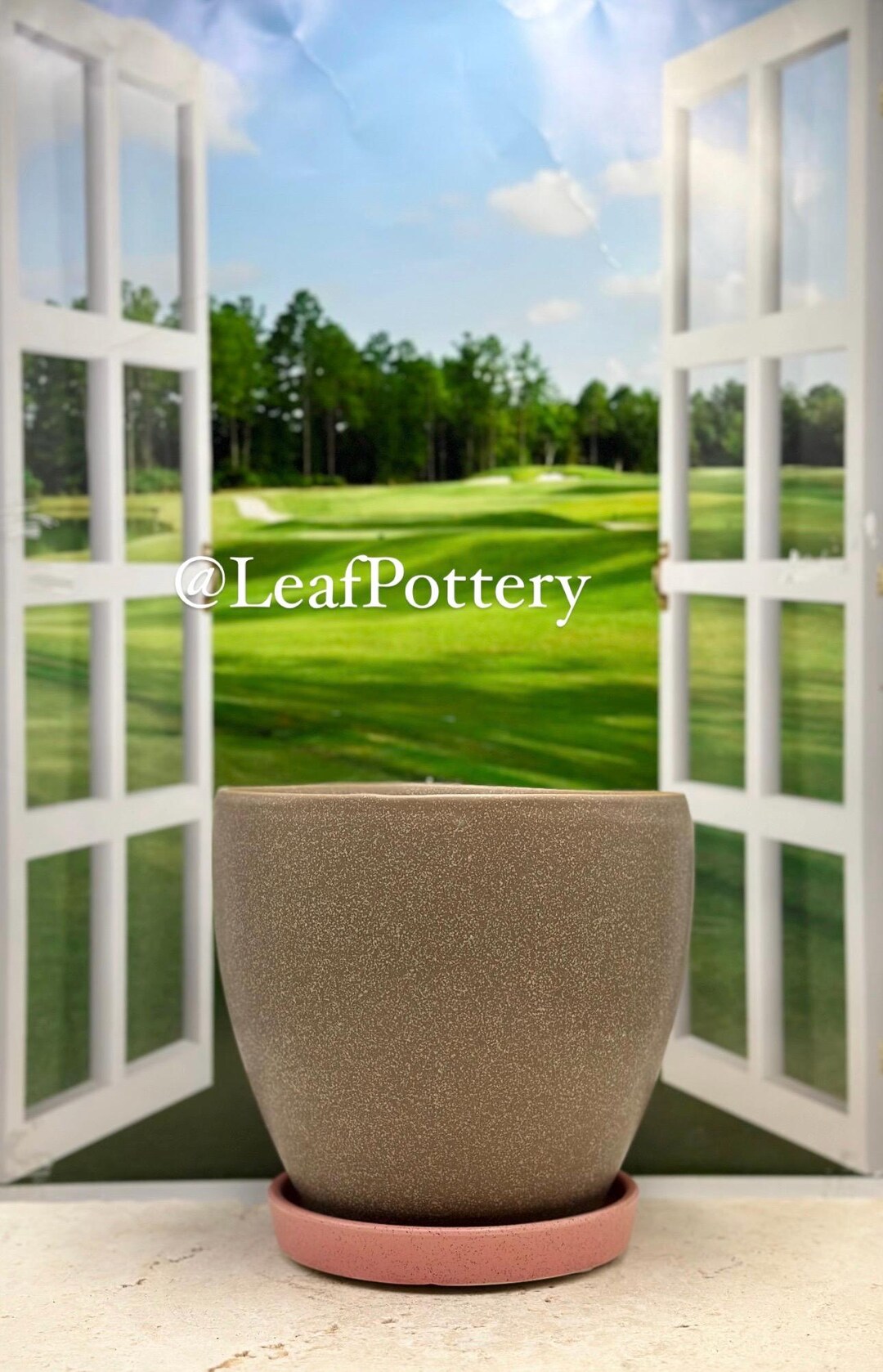 Carina Brown/pink Ceramic Planter With Saucer Attached/planters and ...