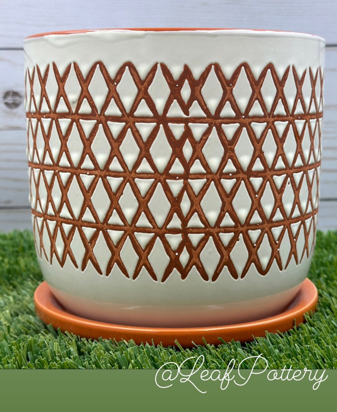 Marmalade Orange Ceramic Planter Pot With Saucer Attached/planters and ...