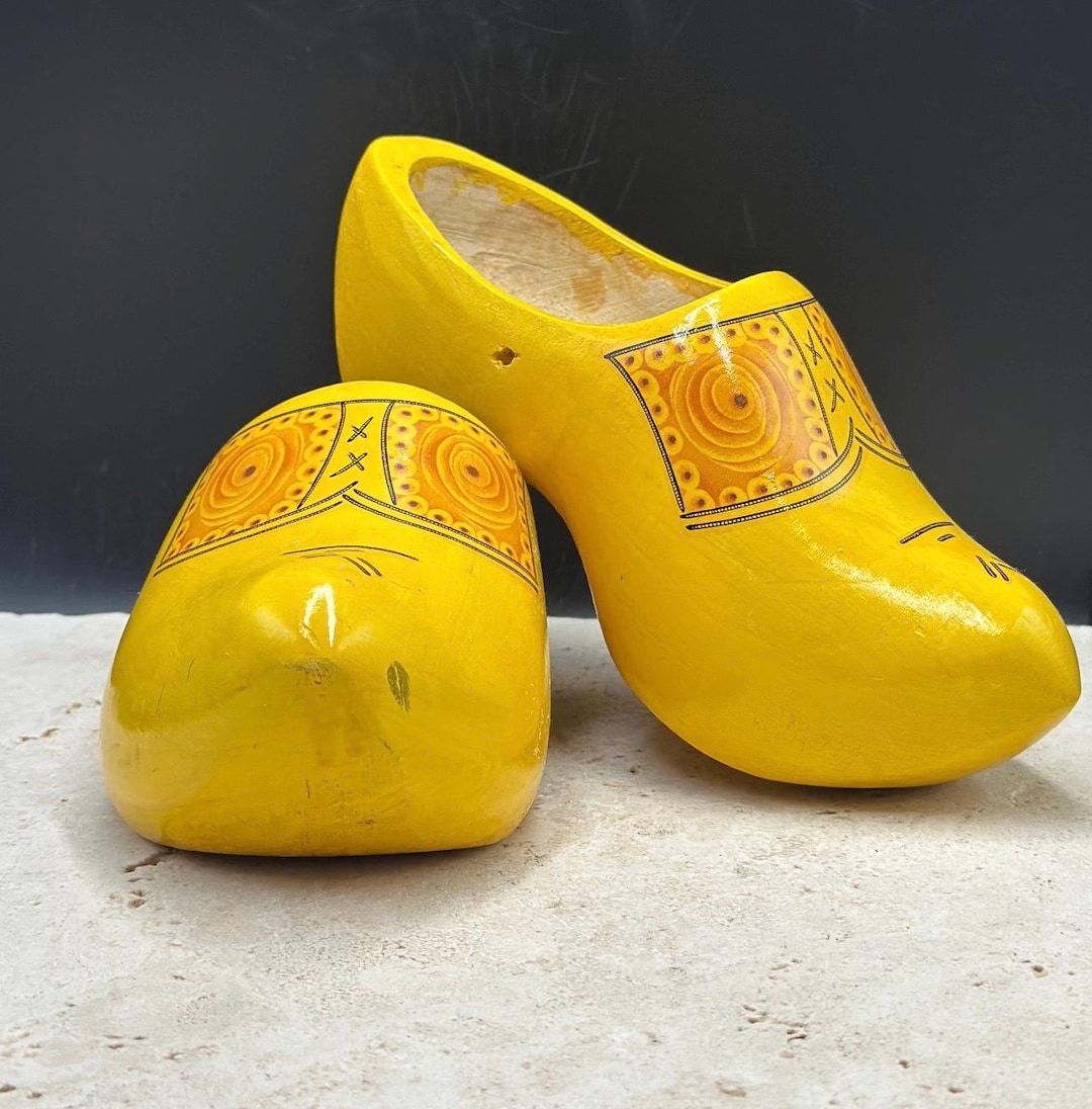 Pre Love Farmer Clogs Yellow Wooden Clogs/dutch Shoes/rare Find Clogs ...